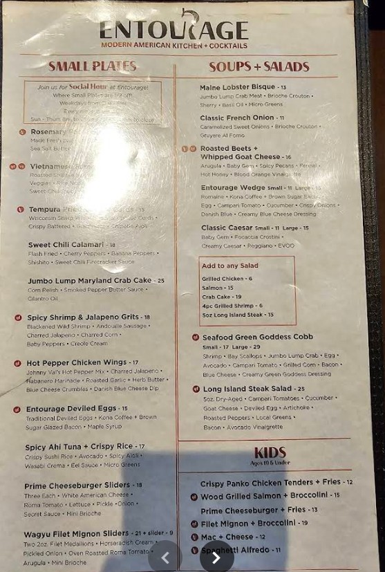 Entourage Naperville Restaurant Menu – Explore a Diverse Menu in Naperville